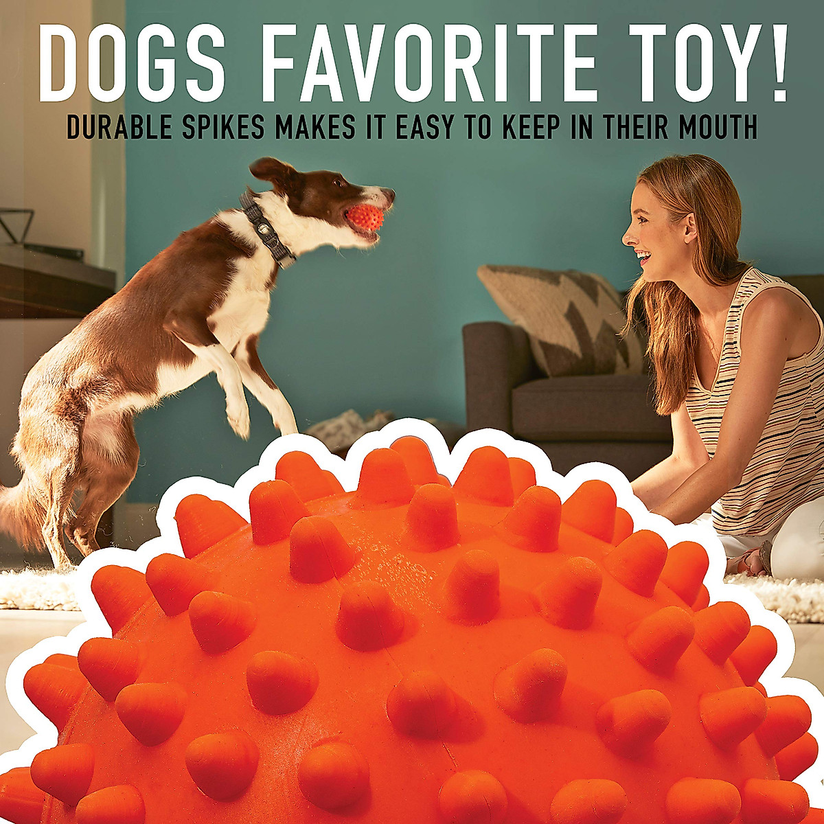 Franklin Sports Ready Set Fetch All Weather Ball - Launcher Ball - Slobber and Water Resistant,Orange