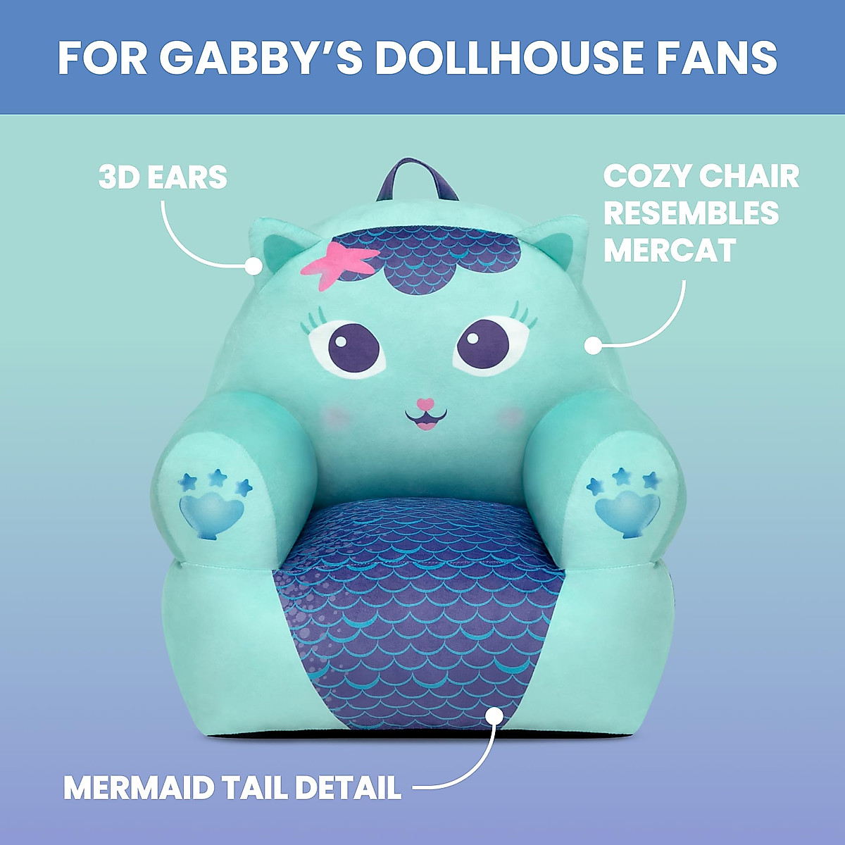 Delta Children - Gabby's Dollhouse Cozee Buddy Kids Chair, Blue
