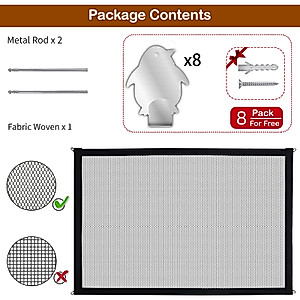 Dog Gates for The House, Malydyox Mesh Baby Gates for Stairs with Portable Safety Fence Easily Install Anywhere, Child Gate for Doorways with 2pcs Stainless Steel Pole and 8pcs Hooks , 43'' X 29''