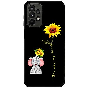 Tnarru Compatible with Samsung Galaxy A23 Case Sunflower and Elephant Pattern Hard PC Back and Soft TPU Sides Scratchproof Shockproof Protective Case for Samsung Galaxy A23 -Black