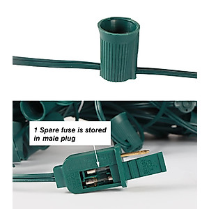 Encoidoz 100FT C9 Light String Christmas Stringer, E17 Light Sockets 12" Spacing, C9 Stringer Set Green Outdoor String Light Strand for Wedding Patio Event Lighting Decor, Green Wire