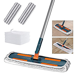 Midyb Microfiber Mops for Floor Cleaning, Floor Dust Mop with 2 Reusable Pads & 20pcs Dry Sweeping Cloths Refills, Wet Dry Mop for Hardwood, Vinyl, Laminate, Tile Cleaning