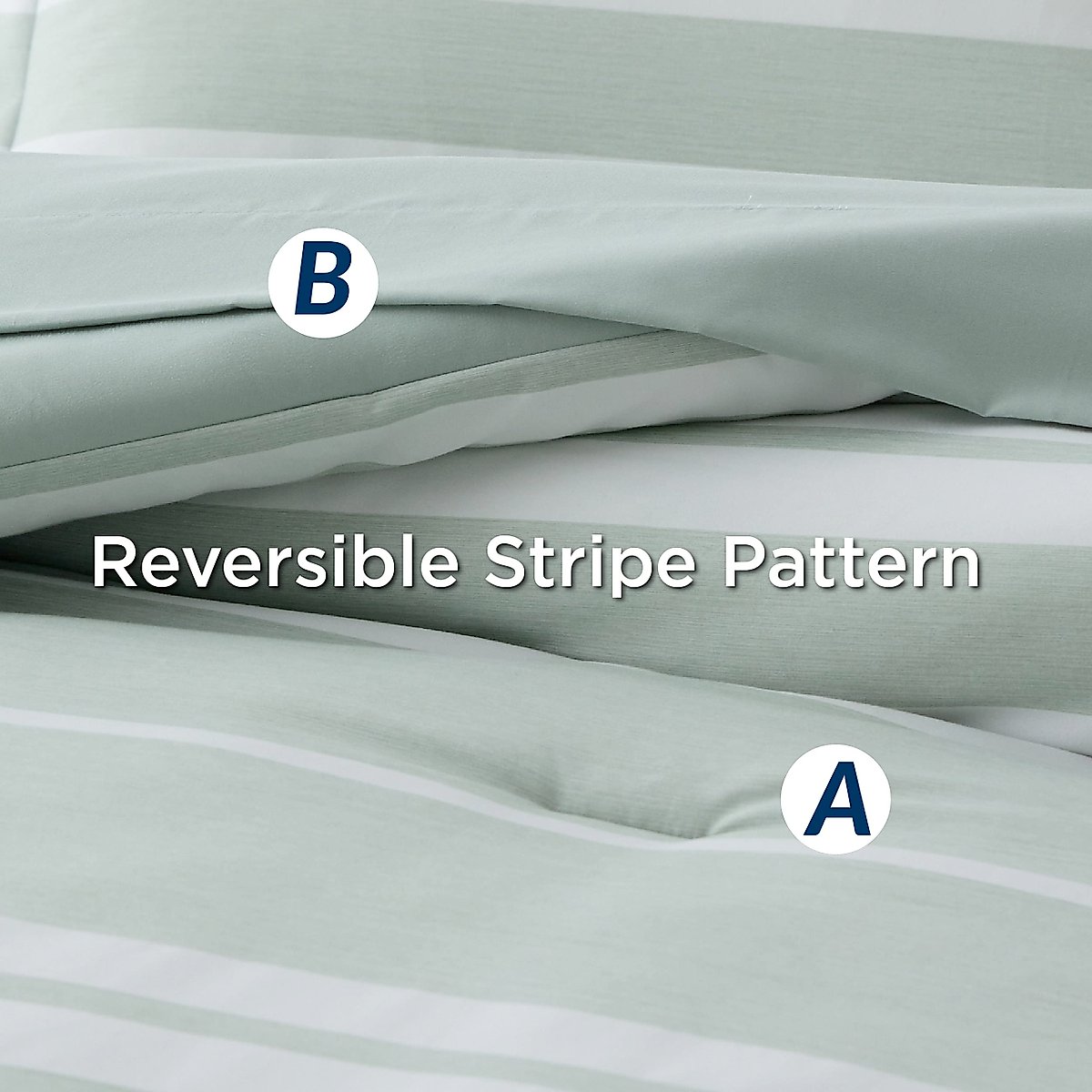 Bedsure Twin Comforter Set 5 Pieces, Sage Green Striped Bedding Set for Twin Size Bed Reversible, Cationic Dyeing Bed in a Bag with Comforter, Sheets, Pillowcase & Sham