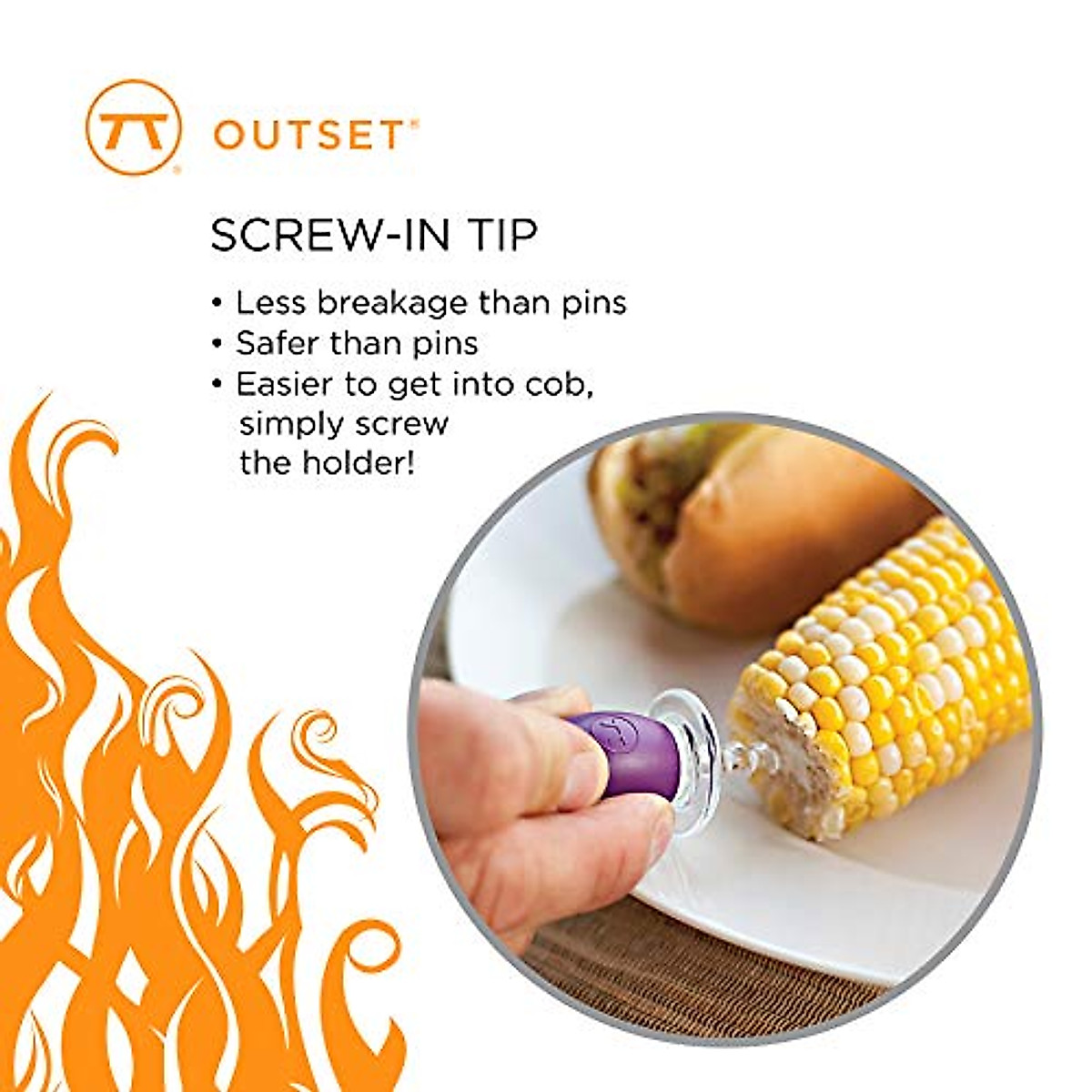 Outset Screw-In Corn Holders, Set of 20