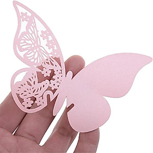 WarmShin 100 Pcs Butterfly Wine Glass Cards Name Place Cards Laser Cut Wine Cup Decoration Postcards Wedding Centerpieces Table Decoration (Pink&Purple)