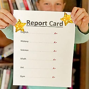 1.5" Large Holographic Gold Star Stickers for Kids Reward, 500 Pcs Foil Star Metallic Stickers Roll for Behavior Chart, Student Planner and School Classroom Teacher Supplies