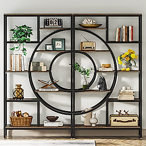 Tribesigns 71 in Geometric Bookcase Set, Industrial 8-Tiers Bookshelves, Tall Etagere Bookcase with Metal Frame, Freestanding Open Storage Shelving Units for Home Office, Living Room