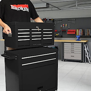 8-Drawer High Capacity Rolling Tool Box with Wheels,Rolling Tool Chest with Drawer,Tool Box on 4 Wheels with Lock, Tool Storage Cabinet Removable Portable Box for Garage Warehouse