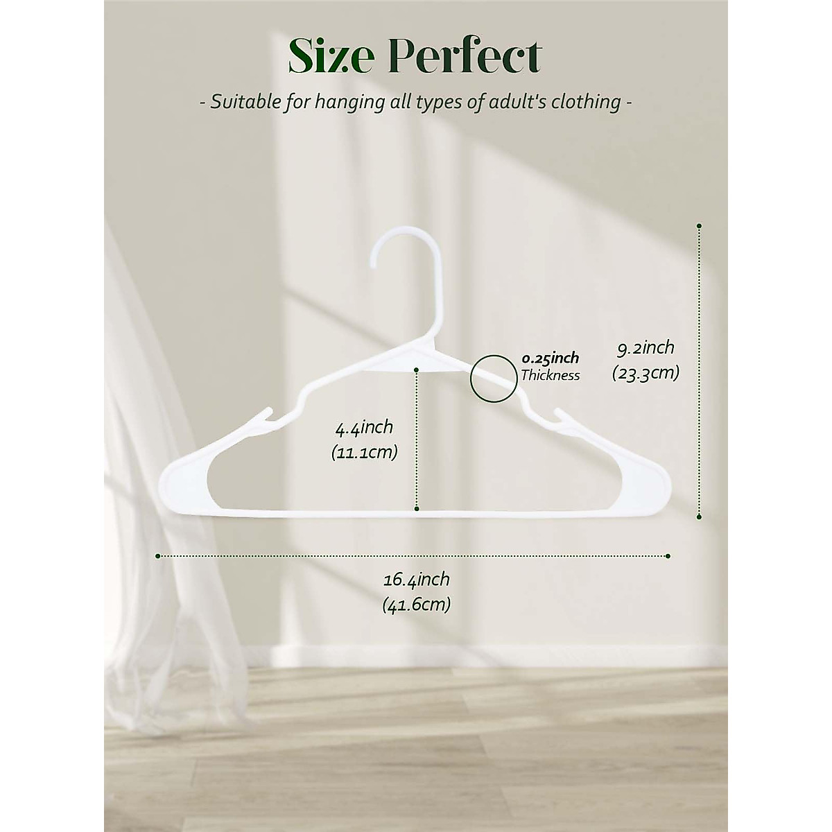 Cozymood Plastic Notched Hangers 20 Pack, Space Saving Tubular Clothes Hangers White, Slim Non-Slip Heavy Duty Plastic Hangers for Everyday Use, Standard Closet Hanger for Shirts, Coats, Dress, Skirts