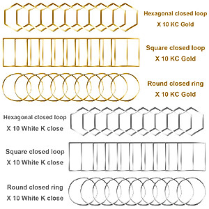 Earrings Beading Hoop for Jewelry Making, FANMAOUS Earrings Findings Hoops Earring Charms Open Bezel Pendant Frame for DIY Craft,Earring Necklace,Crafts Supplies (60 pcs (Round/Square/Hexagon))