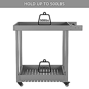 Senfot Heavy Duty Utility Cart, All-Weather HDPE Multi-Purpose Rolling Service Trolley, Corrosion and Wear Resistant, Easy to Maneuver and Store for Home, Office, and Warehouse(Grey)