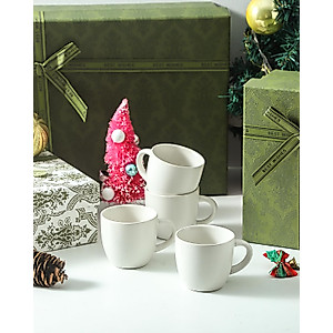 Hasense Ceramic 3 OZ Espresso Cups, Porcelain Espresso Demitasse Cups Set of 4 for Double shot, Lungo and Ristretto, Tiny Italian Expresso Shot Coffee Mugs for Home and Office, White