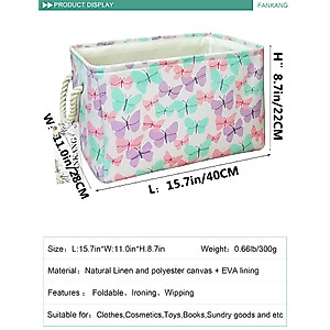 FANKANG Rectangular Laundry Basket Nursery Storage Fabric Storage Bin Storage Hamper,Gift Baskets (Butterfly)
