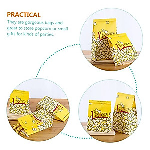 CIYODO 50pcs Popcorn Popcorn Bag Candy Gift Box Cardboard Gift Boxes Bulk Paper Bags Trick Movie Night Popcorn Containers Popcorn Supply Portable Popcorn Bag Snack Supply Christmas Yellow