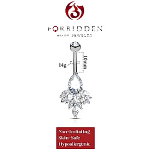 Forbidden Body Jewelry Surgical Steel Ultra Glam Sexy Dangle Chandelier Belly Ring, Style 5, Steel