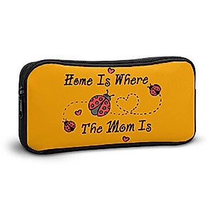Ladybird Home is Where The Mom is Teen Adult Pencil Case Large Capacity Pen Pencil Bag Durable Storage Pouch
