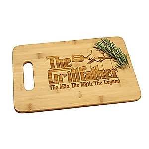 Grillfather Grill Father Engraved Bamboo Wood Cutting Board with Handle Funny Gift for Birthday or Father's Day Grilling Serving Tray 9.5x13"