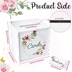 GUDELAK White Wedding Card Box with Lock, PVC Gift Card Box for Wedding Decorations, Money Index Card Box for Party Reception Anniversary Honeymoon Fund Bridal Baby Shower