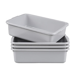 Doryh 4-Pack 8 L Small Commercial Bus Tub, Grey Dish Pans for Washing Dishes