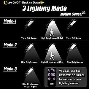 Arily 144 LED Outdoor Solar Powered Street Light with Remote Control Solar Outdoor Solar Lights for Barn, Gutter, Parking Lot, Garden, Garage, Yard -4 Pack