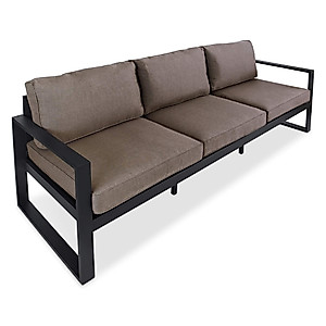 Real Flame Baltic Outdoor Sofa with Cushions - Powdered Aluminum Frame, Detachable Cushions, Grey