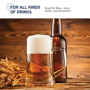 Bormioli Rocco 4-Pack Solid Heavy Large Beer Glasses with Handle - 17.1/4 Ounce Glass Steins, Traditional Beer Mug glasses Set, Perfect Coffee - Tea Glass, Everyday Drinking Glasses, Cocktail Glasses