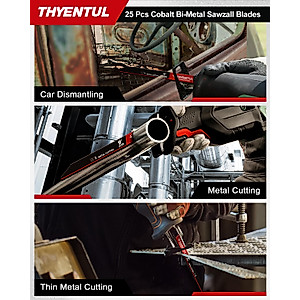 25 Pack,9 inch,14/18 TPI,Reciprocating Saw Blade Set,M42 Teeth with Cobalt Bi-Metal Blades, for Automatic Dismantling Sawzall Blades for 1/16-5/16 Medium Metals