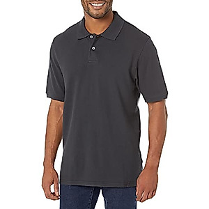 Amazon Essentials Men's Regular-Fit Cotton Pique Polo Shirt (Available in Big & Tall), Black, Large