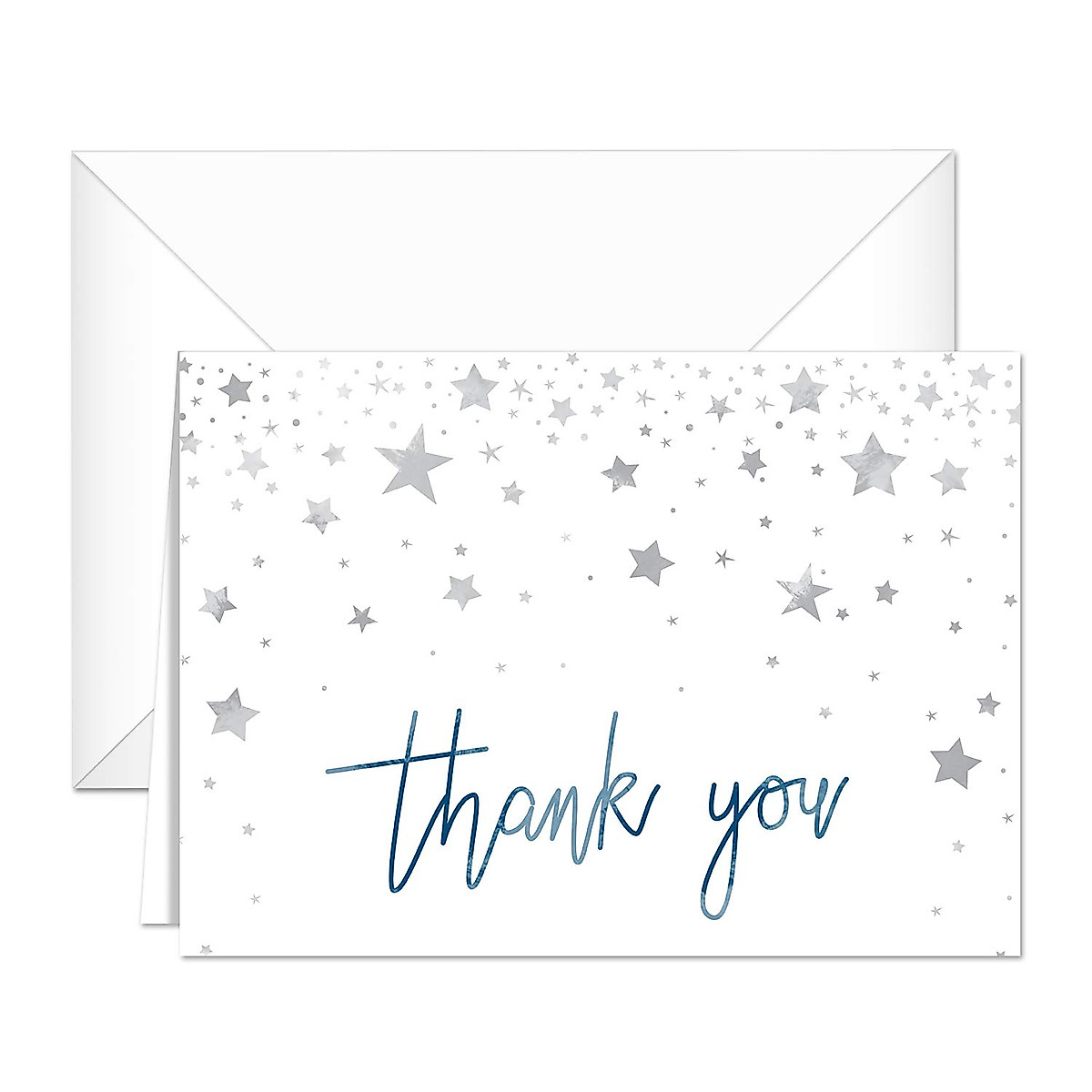 Starry Delight Thank You Cards / 24 Baby Shower Thank You Cards / 6 Night Sky Appreciation Greeting Card Designs / 3 1/2" x 4 7/8" New Baby Gratitude Note Cards/Made In The USA