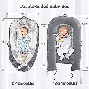 Baby Lounger Bed Cover 100% Cotton Breathable Newborn Sleeping Bed Cover Co Sleeping Nest Bed Machine Washable, Strong Zipper, Adjustable Size