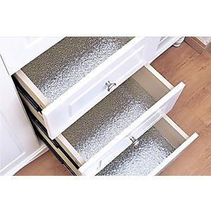 Self Adhesive Vinyl Aluminum Foil Contact Paper for Kitchen Countertop Backsplash Wall Oil-proof Heat Resistant Waterpoof Stove Cupboard Cabinets Shelf Drawer Liner Sticker Wall Paper 15.7x78.7 Inches