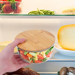 Wooden Replacement Lid Compatible with Pyrex Glass Bowls Round 2Cup，4 Cup，7Cup Round Storage Reusable Covers Compatible with Pyrex Container Durable Food Storage Lids（6 pack）