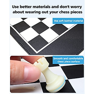 COBER Chess and Piece Set, Genuine Leather Roll-Up Travel Game for Adults and Kids，Camping Games, Gift for Outdoor Enthusiasts, Size: 9.8''x1.7'' Lightweight and Portable