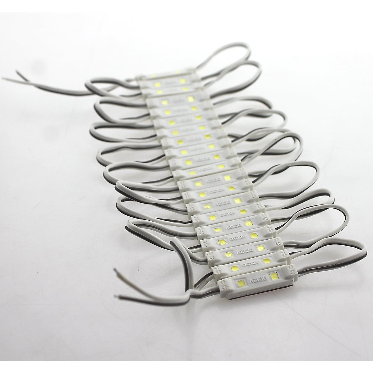 REXTiN Super Bright 200pcs Mini 2835 2 LED Module DC12V Waterproof Decorative Light for Letter Sign Advertising Signs with Tape Adhesive Backside (White)