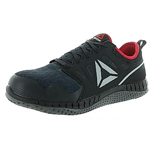 Reebok Work Men's RB4250 Zprint Safety Steel Toe Athletic Work Shoe Navy Red and Grey, Cobalt Blue, 11