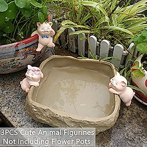 Ebrima Set of 3 Cute Animal Figurines Planter Pot Hanger Decorations, Resin Hanging Climbing Pig/Rabbit/Frog Sculpture Outdoor Statues Ornaments for Flower Pot Garden Decor (3 Pigs)