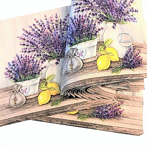 20-ct 13x13 Lavender Floral Napkins Decorative Napkins Mother's Day Napkins Disposable Floral Paper Napkins for Decoupage Floral Cocktail Lunch Dinner Napkins Paper Rustic Lavender Napkins in Pots