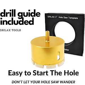 3 Inch Masonry Hole Saw, Diamond Hole Saw, Heavy Duty Dry Core Hole Saw for Concrete Hole Saw Bit Brick, Cinder Block, Core Drill Guide Included Extra Long Depth of Cut