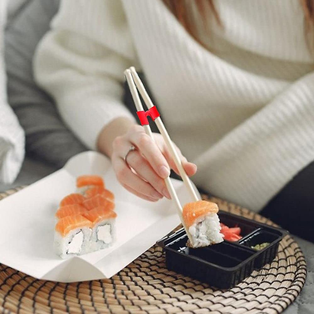 5 Pcs Reusable Chopstick Helpers Training Chopsticks Hinges Connector Plastic Chopsticks Helper for Adults Kids Beginner Trainers(Black)