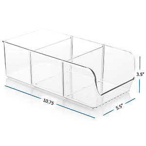 StorageBud Plastic Food Storage Bins with Handles, 4 Pack, Kitchen Pantry, Refrigerator, Cabinet Organizers for Dried Goods, Fruit, Pasta, or Snacks, Clear BPA Free Containers