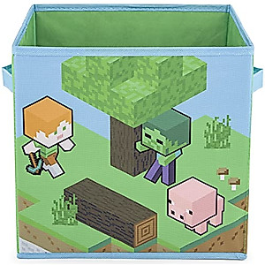 Jay Franco Minecraft Life 2 Pack Collapsible Cube Storage Bins – Kids Foldable Organizer with Handles (Official Minecraft Product)