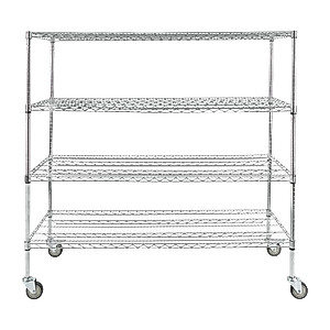 4-Tier Adjustable Wire Shelving with Wheels, 24"Dx60"Wx58"H Storage Shelves Heavy Duty Metal Shelves for Kitchen Organization, Garage Storage, Laundry Room, 440 lbs Each Tier Load Capacity
