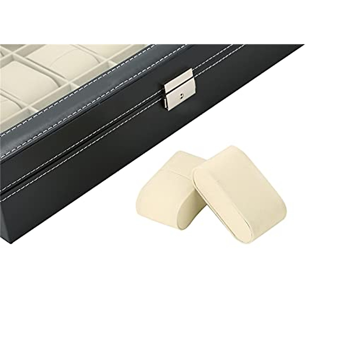 MAOPINER 24 Slot Watch Box Organizer Display Watch Case, Watch Display Case Organizer, Jewelry Display Drawer Case, Wristwatch Jewelry Portable Travel Case Organizer