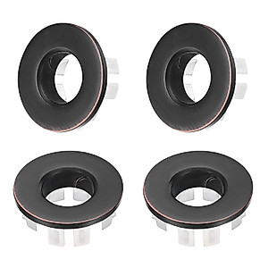uxcell 4pcs Sink Overflow Rings, Bathroom Kitchen Basin Trim Bath Sink Hole Round Hollow Brass Overflow Drain Cover Insert in Hole (Brushed black)