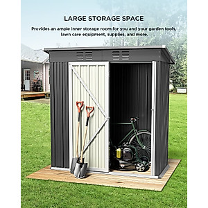 Bealife 5' x 3' Outdoor Storage Shed Clearance, Metal Outdoor Storage Cabinet with Single Lockable Door, Waterproof Tool Shed, Backyard Shed for Garden, Patio and Lawn(Grey)