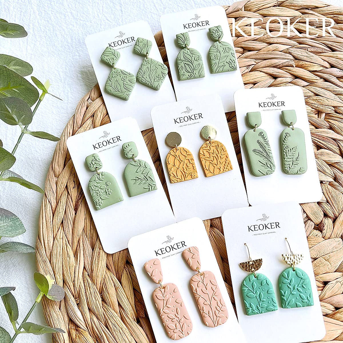 Keoker Polymer Clay Texture Sheets, Clay Texture Mat for Making Earrings Jewerly, Polymer Clay Texture Roller (No. 7 Floral)