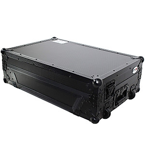 ProX XS-DDJ800 WLTBL Flight Case For Pioneer DDJ-800 Digital Controller W-Sliding Laptop Shelf and Wheels & 1U Rackspace-Black on Black
