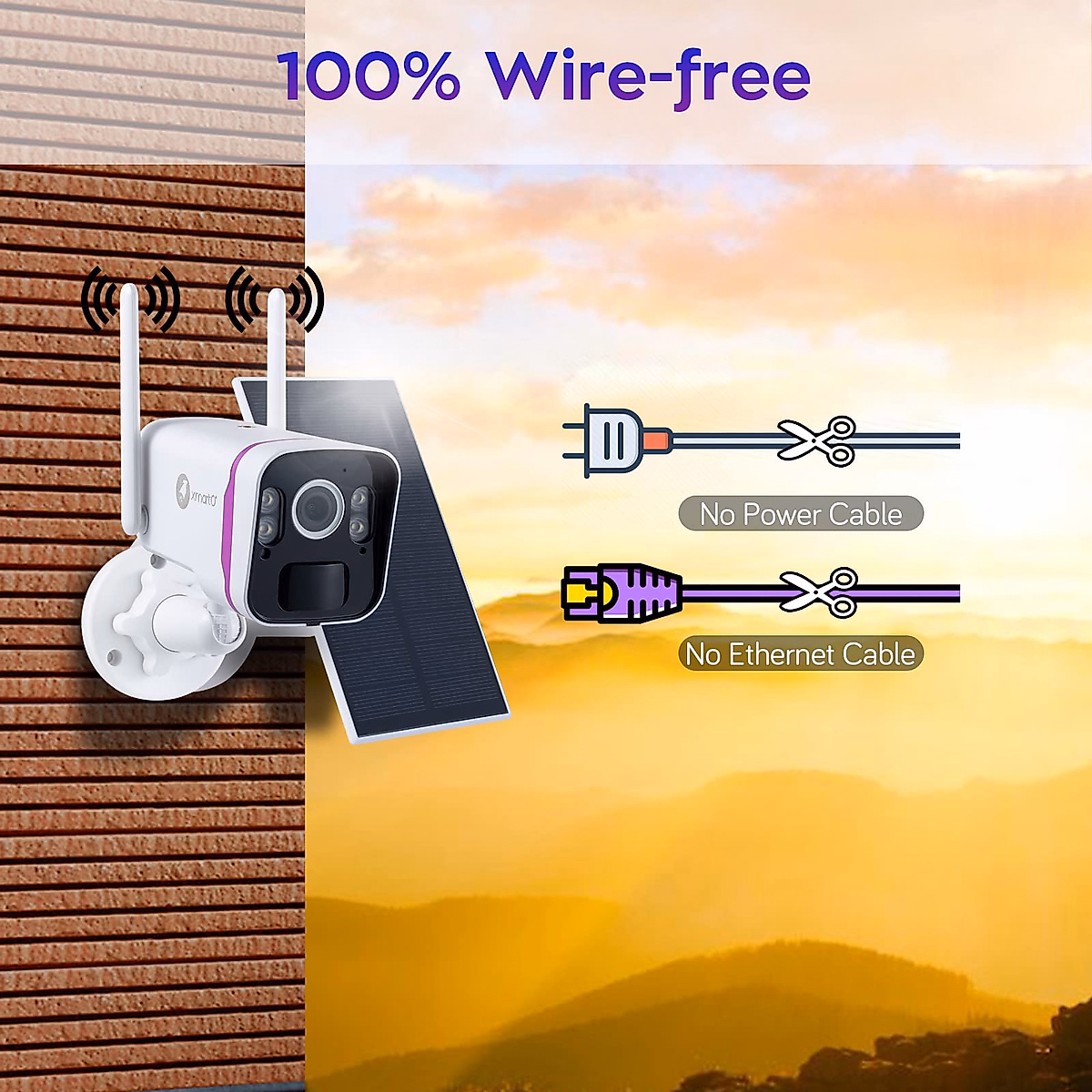 XMARTO WiFi 6 Wire-Free Solar Home Security Camera System Wireless, 4-Cam 4MP QHD CCTV Camera Kit with 10CH Expandable 4K WiFi NVR and Past 120-Day Video Storage, All-Weather Solar Charge (SCS-2K104)