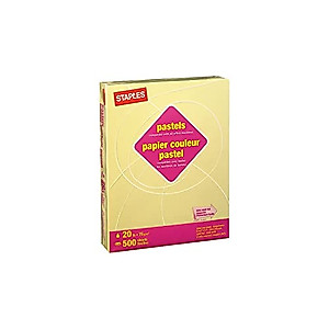 Staples 490948 Pastel Colored Copy Paper 8 1/2-Inch X 11-Inch Canary 500/Ream (14787)