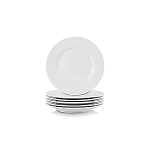 10 Strawberry Street Ceramic Simply White 6" Round Appetizer Plate, Set of 6